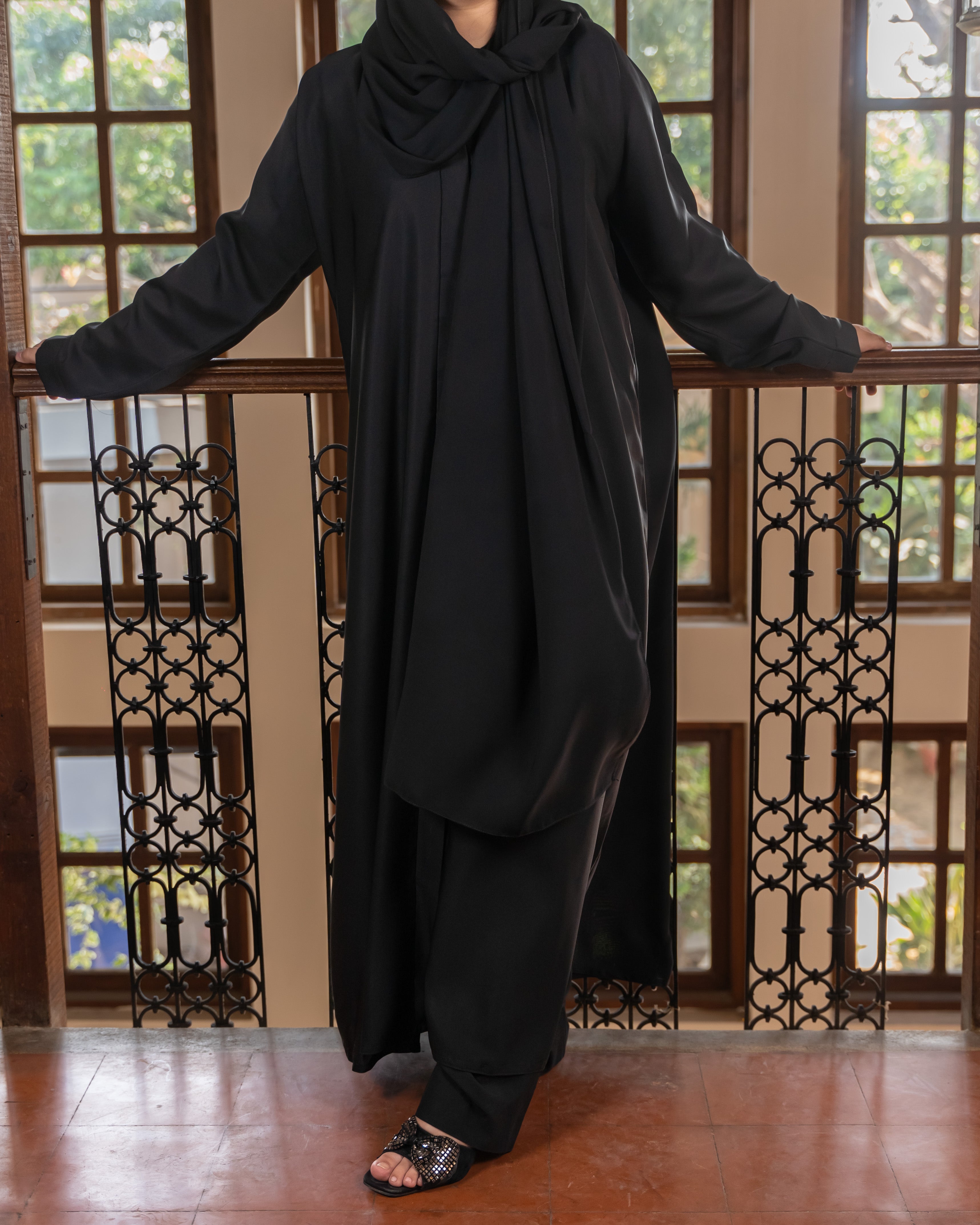 Noor-ul-Hijab || Sana || Midnight Black Abaya || Nida Fabric – AMT Lifestyle